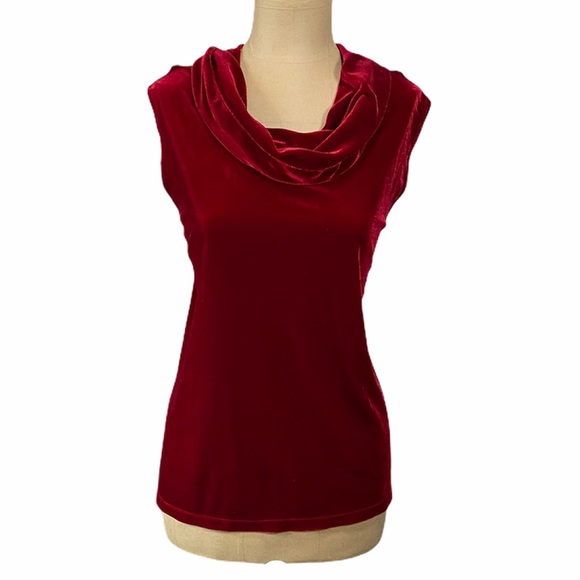 Notations | Tops | Notations Red Velvet Cowl Neck Tank Guc | Poshmark